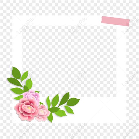 폴라로이드 사진 프레임 봄 봄 잎 꽃 폴라로이드 사진 인화지 장식 프레임 귀여운 테두리 수채화 테이프 접착제 스트립 핑크 꽃