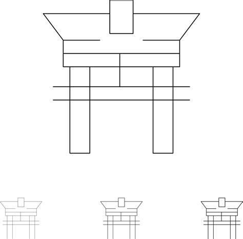 Gate Bridge China Chinese Bold And Thin Black Line Icon Set 19119830 Vector Art At Vecteezy