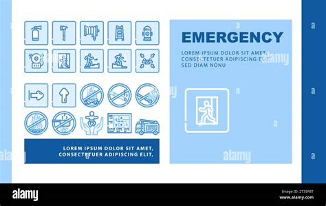 Emergency Fire Exit Safety Escape Landing Header Vector Stock Vector