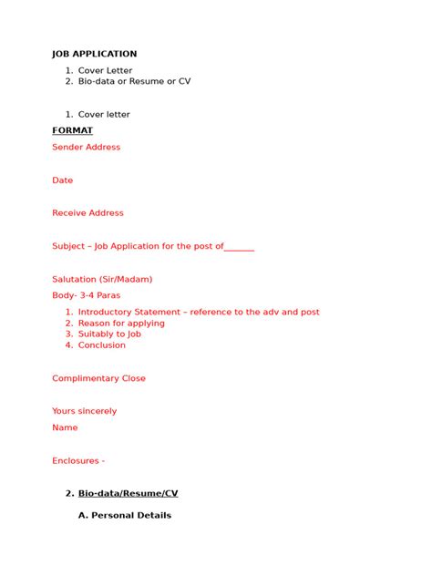 Job Application Format Pdf