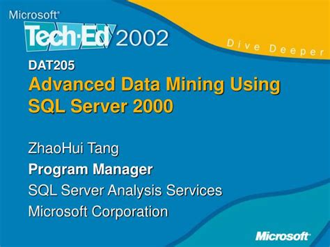 Ppt Dat205 Advanced Data Mining Using Sql Server 2000 Powerpoint