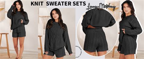 Anrabess Womens Two Piece Outfits Knit Pullover Sweater