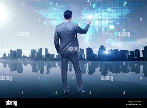 Businessman In Cloud Computing Concept Stock Photo Alamy