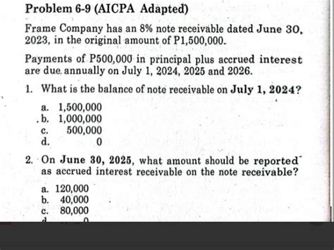 Problem AICPA Adapted Frame Company StudyX