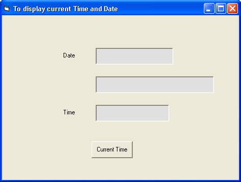 IGNOU VB Displaying Current Date And Time