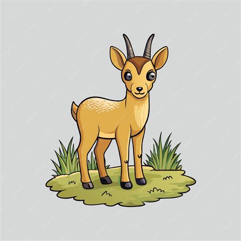 A Drawing Of A Deer In The Grass With A Gray Background Premium Ai Generated Vector