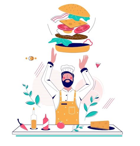 Ilustração De Design De Estilo Plano Vetorial Para Fazer Hambúrgueres