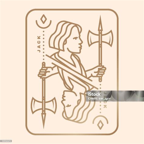 잭 카드 놀이 벡터 그림입니다 난해하고 마법의 로얄 카드 잭 디자인 컬렉션 라인 아트 미니멀리스트 스타일 가능성에 대한 스톡