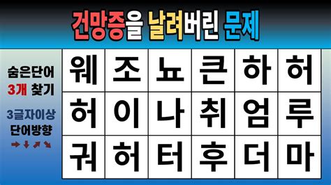 건망증을 날려버린 문제 숨은단어찾기 치매예방 치매테스트 단어퀴즈 Youtube