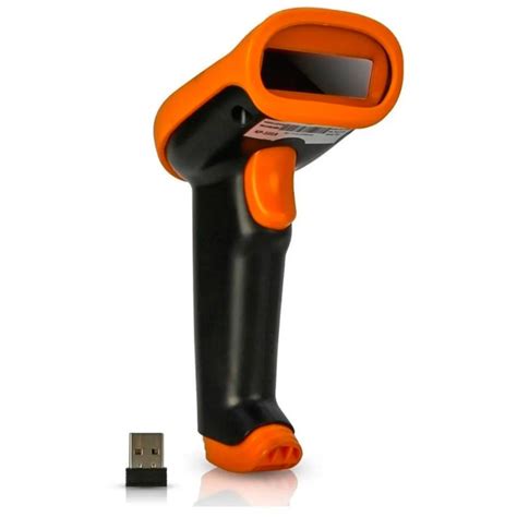 Leitor de Código de Barras Sem Fio a Laser Wireless USB Preto e Laranja