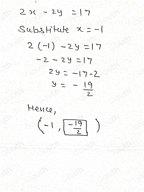 Solved Consider The Following Equation 2x 2y 17 Step 1 Of 2 Determine The Missing Coordinate