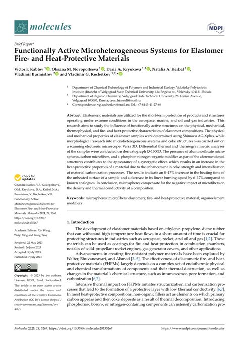 Pdf Functionally Active Microheterogeneous Systems For Elastomer Fire
