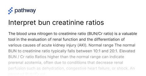 Interpret Bun Creatinine Ratios Pathway
