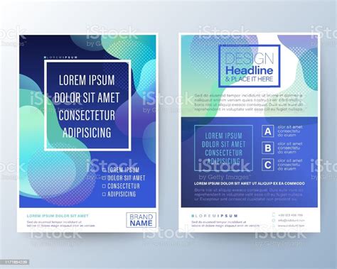 브로셔 전단지 포스터 전단지 연례 보고서 책 표지 그래픽 디자인 레이아웃 템플릿 A4 크기에 대한 그라데이션 파란색 배경에 현대