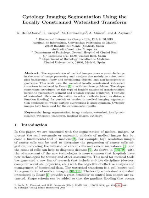 Cytology Imaging Segmentation Using The Pdf Cytopathology Cancer