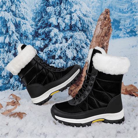 Купити Tuinanle Білі ботильйони Жіноче зимове взуття Зберігає тепло Нековзкі чорні зимові