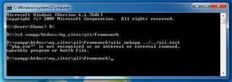Yii Yiic Phpexe Is Not Recognized Command Stack Overflow