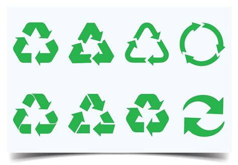Conjunto De Iconos De Reciclaje Símbolo De Color Verde De Reciclaje