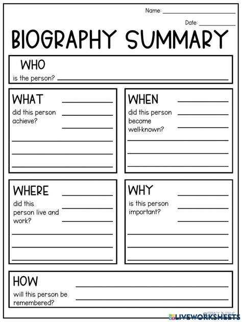 Biography Book Report Template