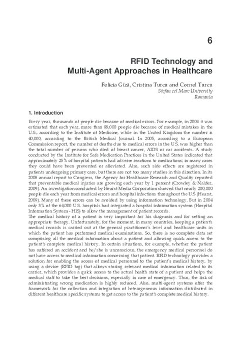 Pdf Rfid Technology And Multi Agent Approaches In Healthcare