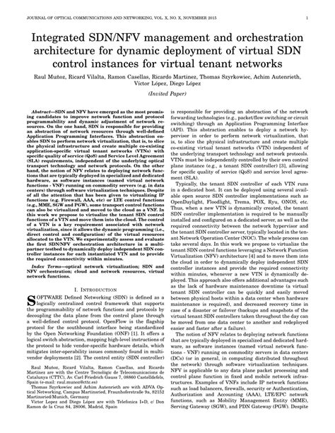 Pdf Integrated Sdnnfv Management And Orchestration Architecture For