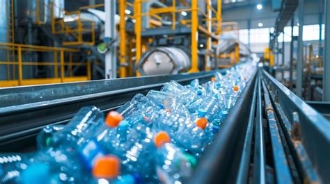 Premium Photo Conveyor Belt Sorting Plastic Bottles For Processing