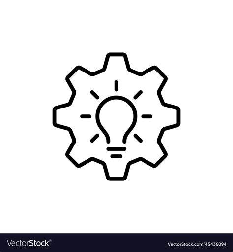 Solution Line Icon With Light Bulb And Gear Vector Image