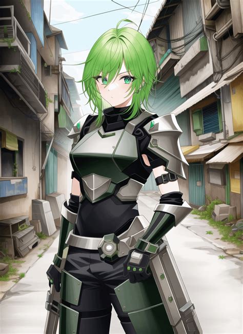 Green Haired Sci Fi Knight Rwaifudiffusion
