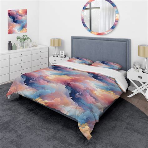 Design Art Designart Abstract Multicolor Blue And Pink Cloud Mirage Ii