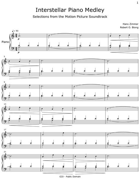 Interstellar Piano Medley Sheet Music For Piano
