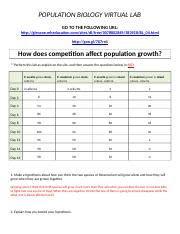 Population Biology Virtual Lab Karissa Obenauer Docx POPULATION