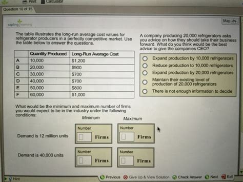 Solved Print Calculator Question Of Map The Table Chegg Com