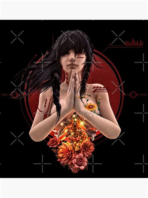 Robot Namaste Girl With Flowers Meditating Poster For Sale By