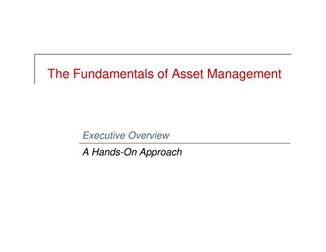 overview of asset management lecture notes maintenance engineering