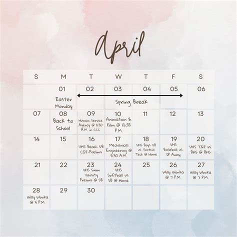 April Calendar The Cougar Press