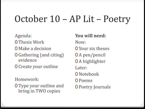 PPT October AP Lit Poetry PowerPoint Presentation Free Download ID