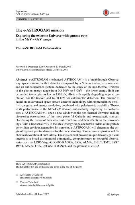 Pdf The E Astrogam Mission Exploring The Extreme Universe With Gamma