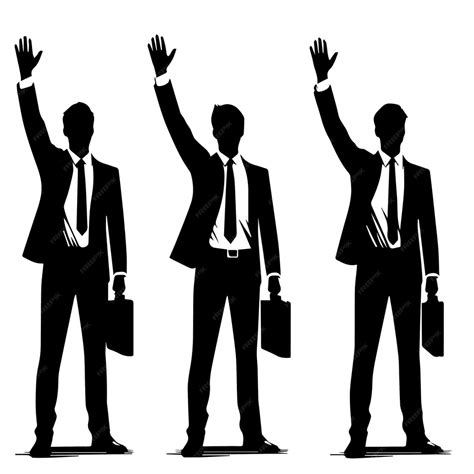 Vector Set Of Business People Raising Their Hands In A Simple