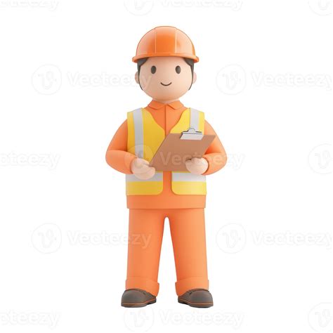 A Construction Worker Holding A Clipboard Cheerful And Ready For Tasks