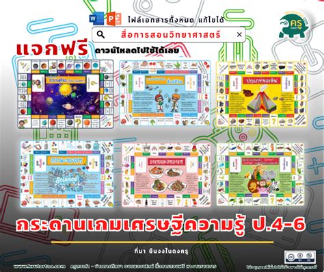 สอบครู 📌โหลดฟรี กระดานเกมเศรษฐีความรู้ ป4 6 จำนวน 6