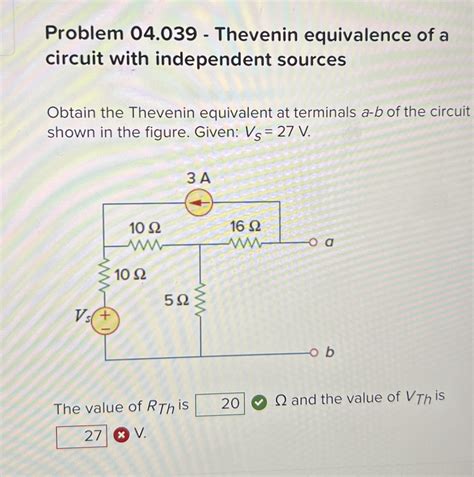 Solved Problem Thevenin Equivalence Of A Circuit Chegg Com