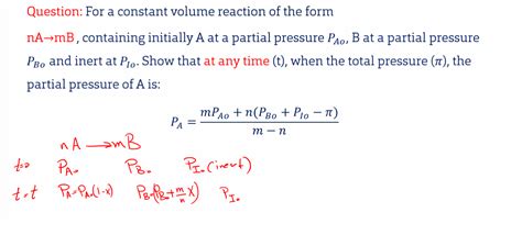 Solved Question For A Constant Volume Reaction Of The Form