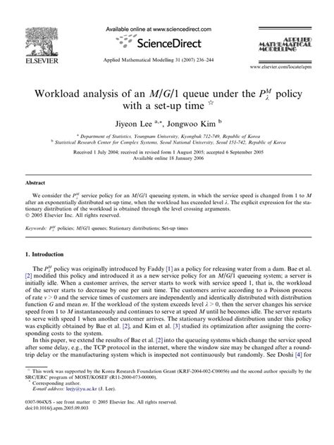 workload analysis of an m g 1 queue under the p m 2007 applied