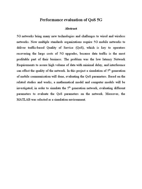 Performance Evaluation Of Qos 5g Pdf Quality Of Service Cellular