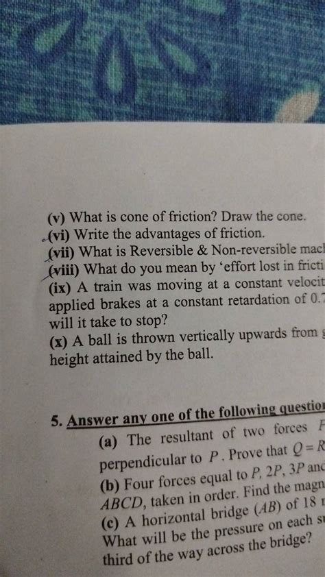 V What Is Cone Of Friction Draw The Cone Vi Write The Advantages Of