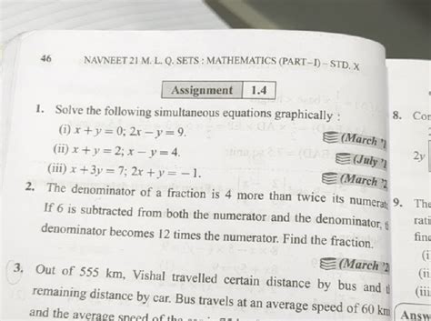 1 solve the following simultaneous equations graphically i x y 0