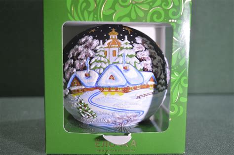 Купить Елочная игрушка из стекла Шар Рождественская ночь Стекло Деревня Клинское