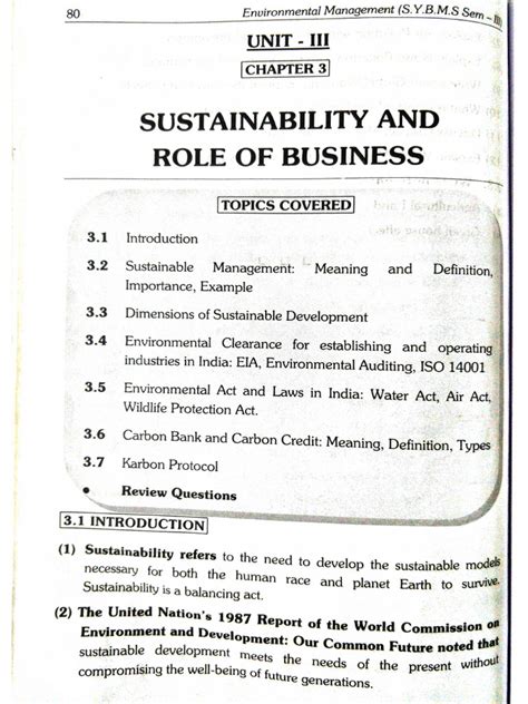 Unit Iii Chapter 3 Sustainability And Role Of Business Pdf
