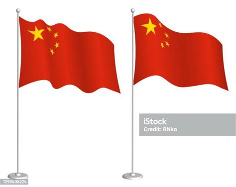 旗杆上的中國國旗在風中飄揚假日設計項目地圖符號的檢查點白色背景上的隔離向量向量圖形及更多世界地圖圖片 世界地圖 中國 中國文化