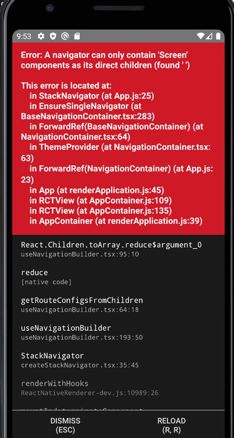 Javascript Error A Navigator Can Only Contain Screen Components As